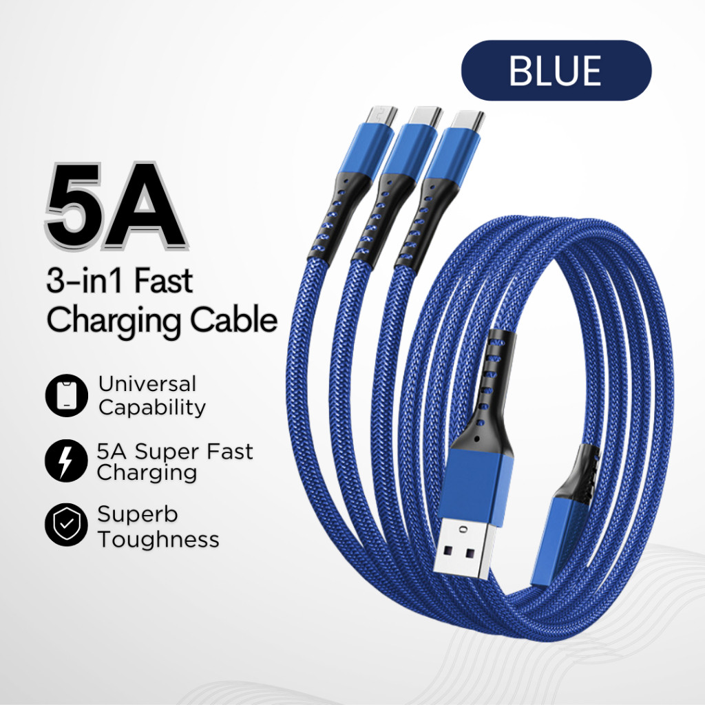 mixshop 3-IN-1 Multi Charging Cable ,5A Super Fast Charging Cable[SG ...
