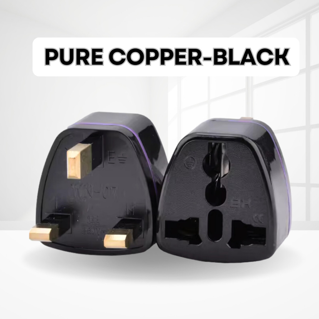 mixshop 3 Pin Plug Adapter International Multi Converter[PURE COPPER ...