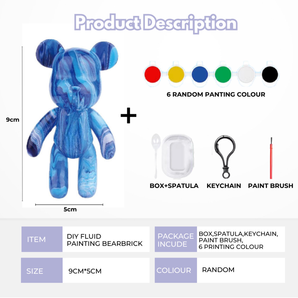 mixshop DIY Fluid Bearbrick Keychain Set Party Gift Children Toys (6 ...