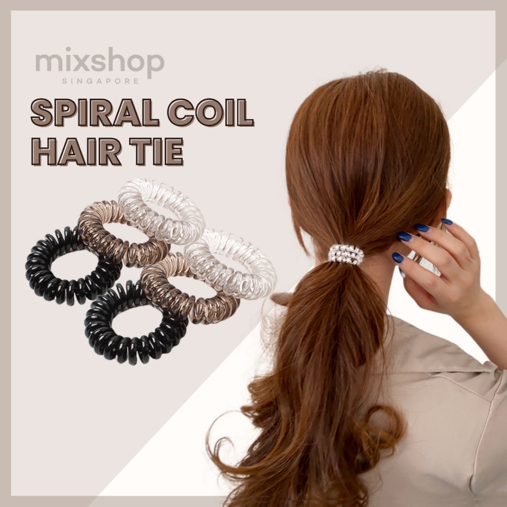 mixshop Spiral Coil Telephone Wire Elastic Hair Ties/Rubber Band[SG ...