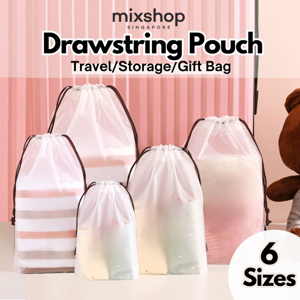 mixshop Translucent Reusable Drawstring Bag, Drawstring Pouch, Travel ...